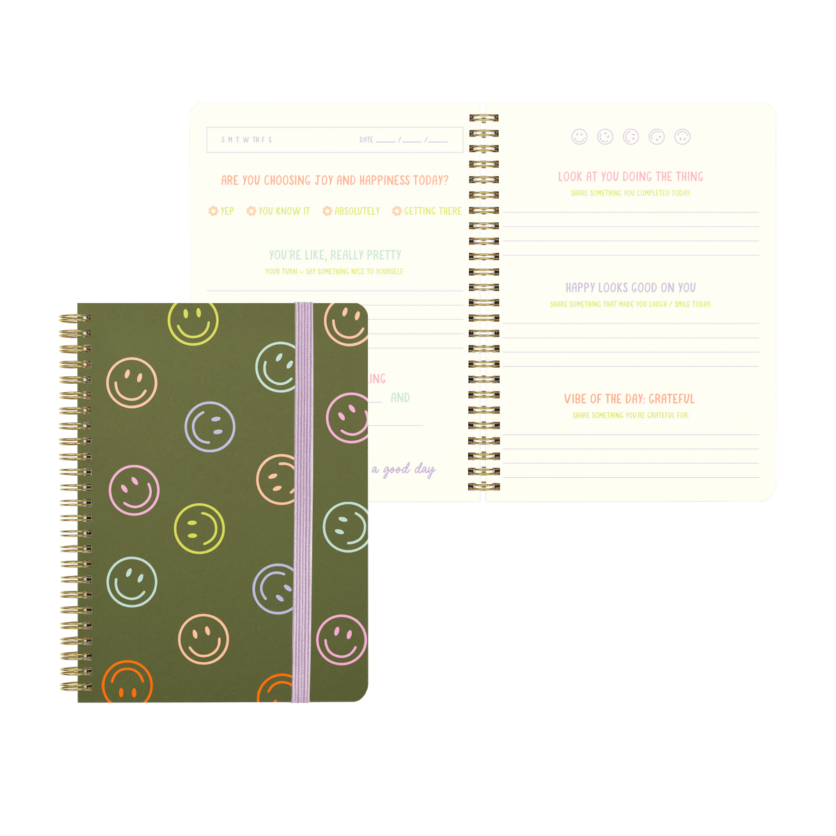 Green Smiley Mini Gratitude Journal - SMALL PACKAGES